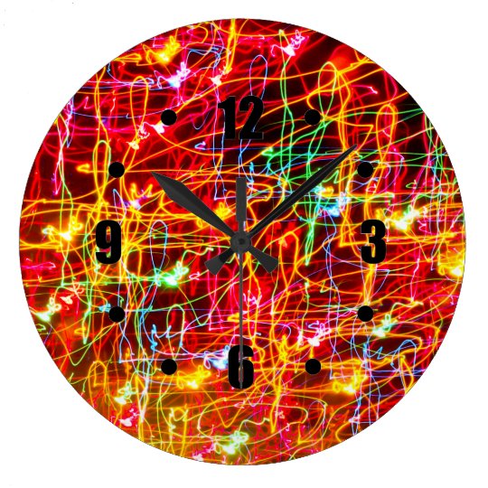 Swirling Neon Lights Glowing Wall Clocks | Zazzle.com