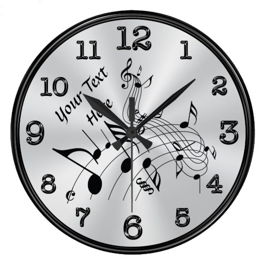 Swirling Personalized Music Note Clock, YOUR TEXT Large Clock | Zazzle.com