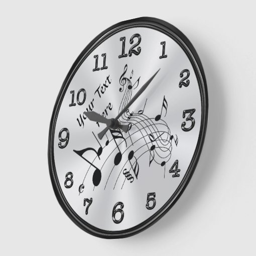 Swirling Personalized Music Note Clock, YOUR TEXT Large Clock | Zazzle