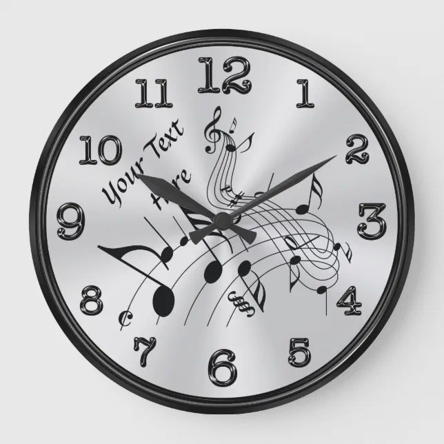 Swirling Personalized Music Note Clock, YOUR TEXT Large Clock | Zazzle