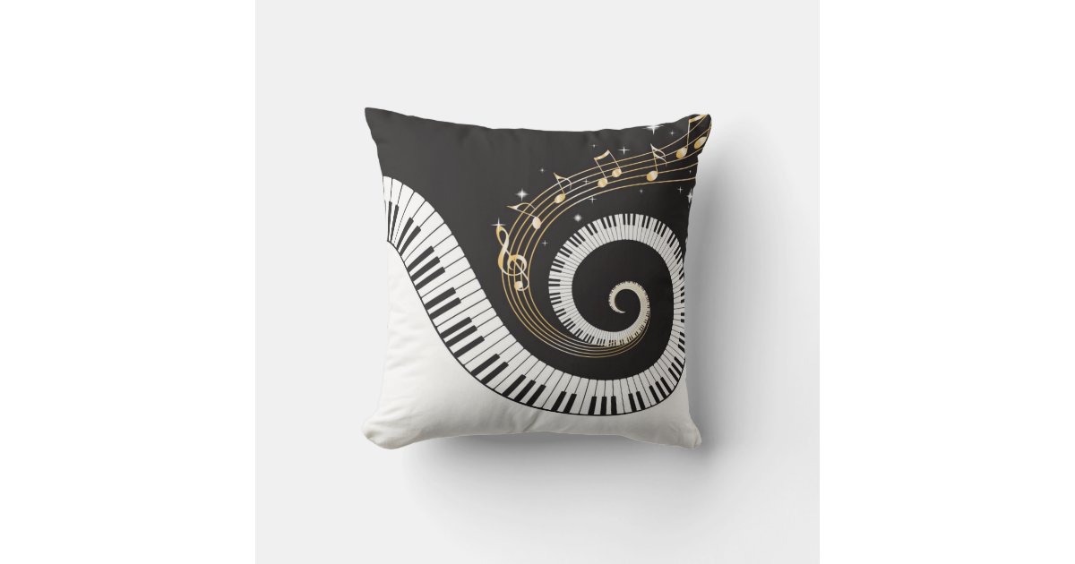 Swirling Piano Keys Throw Pillow | Zazzle