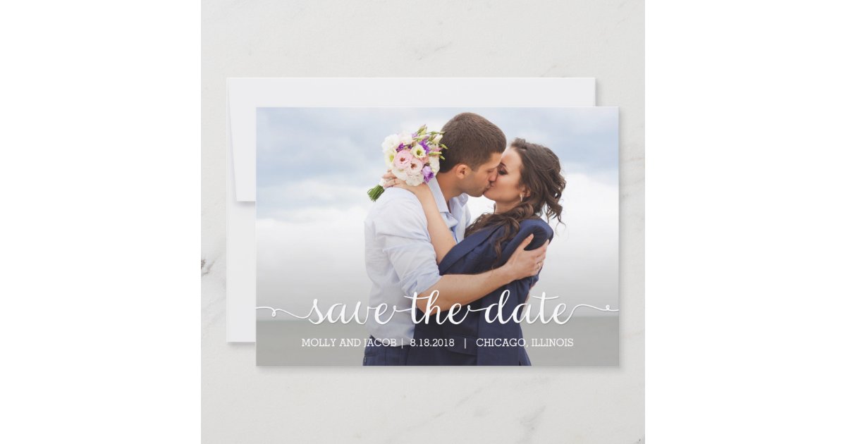 Swirling Script Wedding Save The Date Card | Zazzle