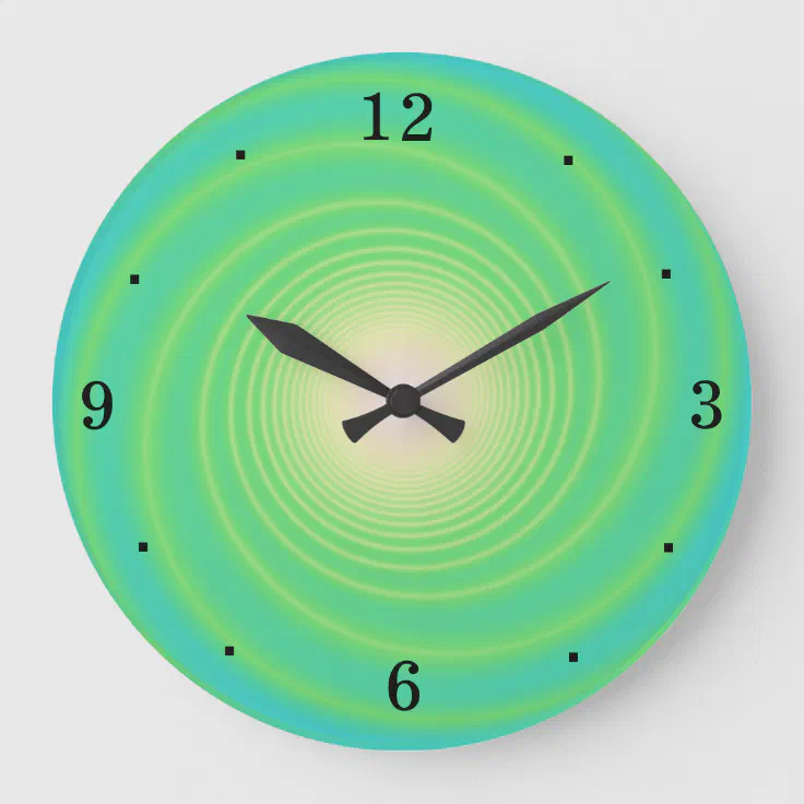 Swirly Aqua/ Lime Green> Wall Clock | Zazzle