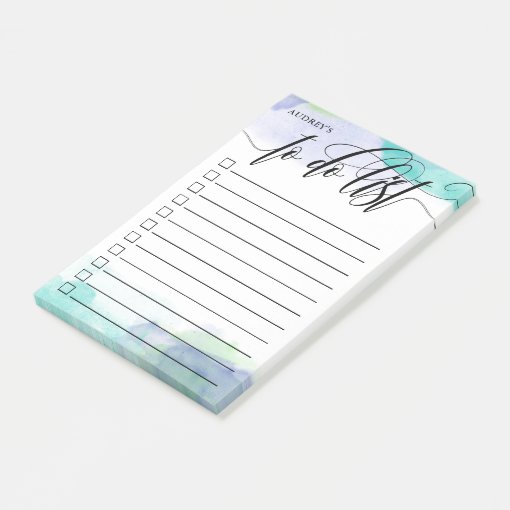 Swirly Calligraphy - Aqua - Checkbox To Do List Post-it Notes | Zazzle