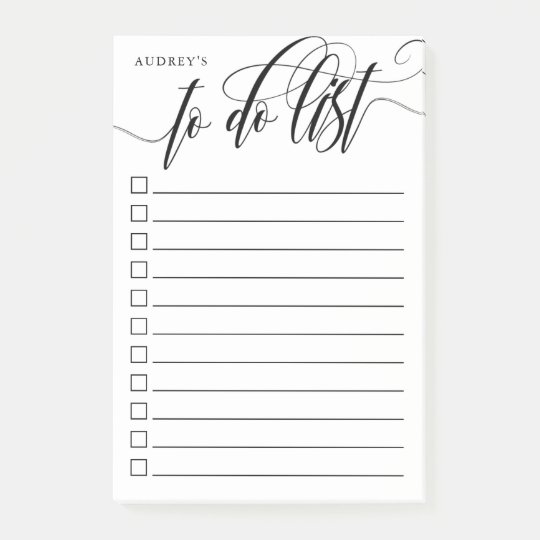 Swirly Calligraphy - Checkbox To Do List - Name Post-it Notes | Zazzle.com