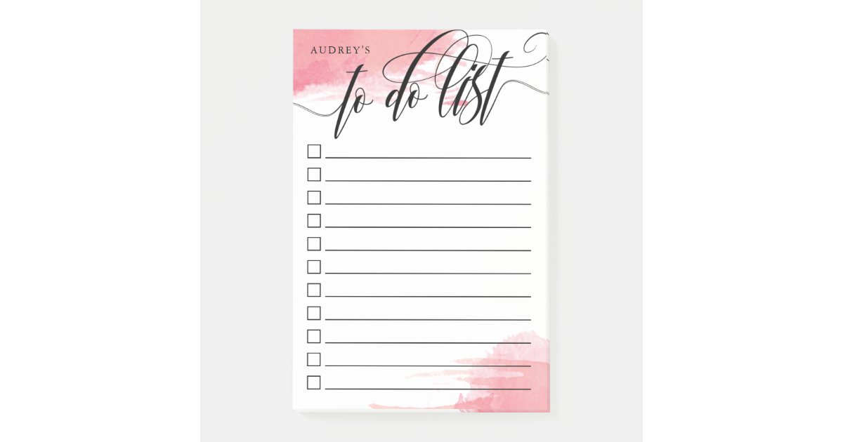 Swirly Calligraphy - Pink - Checkbox To Do List Post-it Notes | Zazzle
