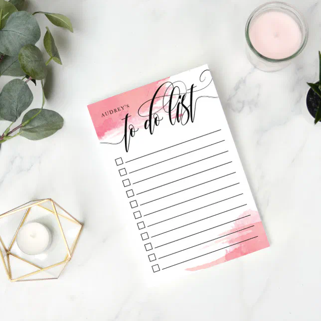 Swirly Calligraphy - Pink - Checkbox To Do List Post-it Notes | Zazzle
