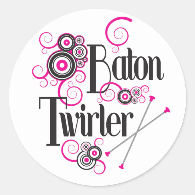 Swirly Circle Baton Twirler Classic Round Sticker | Zazzle