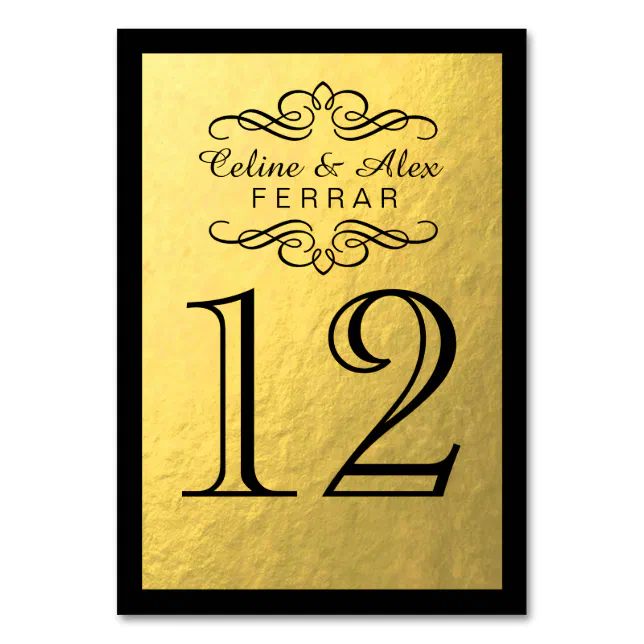 Swirly Flourish with Outline Table Numbers | gold | Zazzle