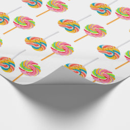 Swirly Rock Candy Cane Lollipop Wrapping Paper | Zazzle