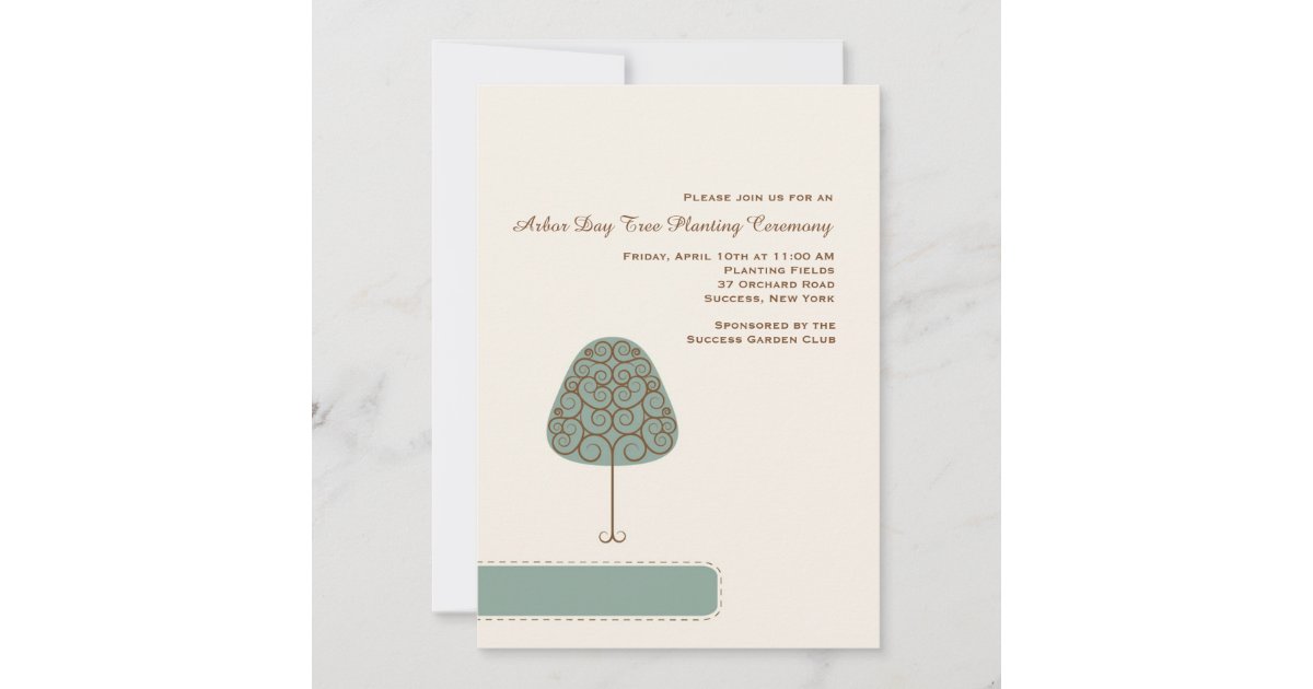 Swirly Tree Arbor Day Invitation | Zazzle