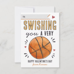 Swish Basketball Classroom Valentine's Day Card | Zazzle
