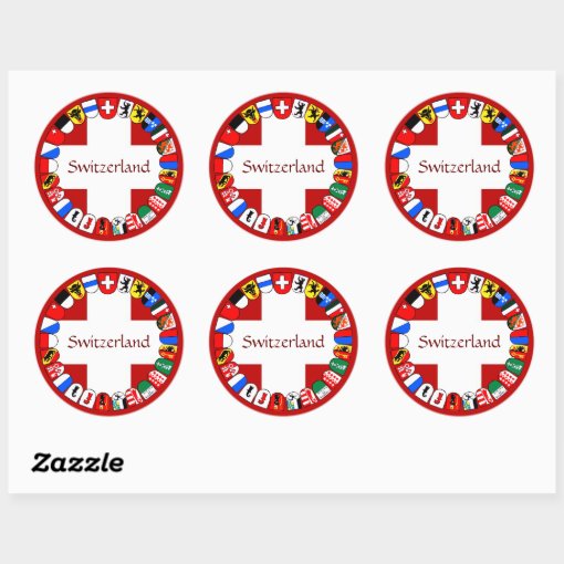 Swiss cantons classic round sticker | Zazzle