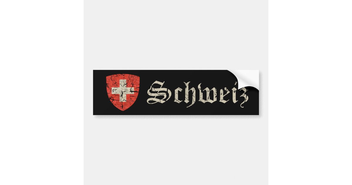 Swiss Coat of Arms, Distressed Bumper Sticker | Zazzle