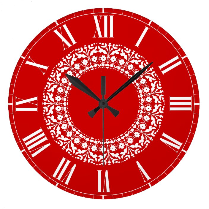 Swiss Country Red and White Elegant Kitchen Clock | Zazzle.com
