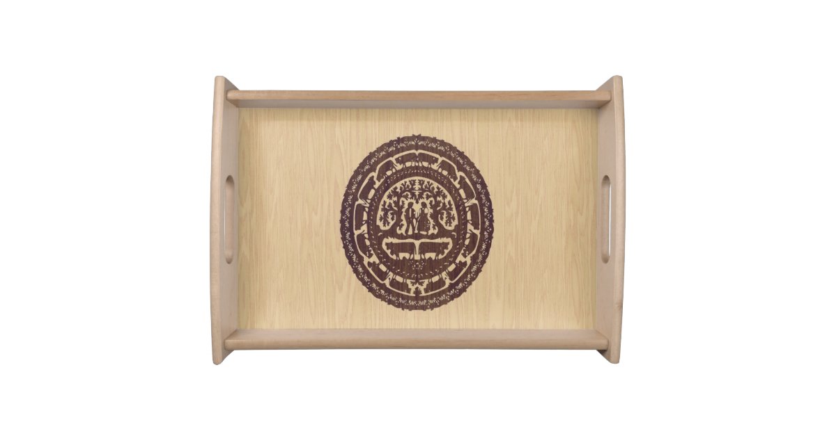 Swiss Cut Out Inlaid Wood Look Serving Tray | Zazzle