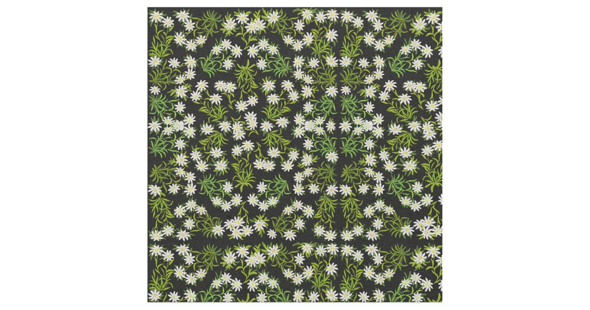 Swiss Edelweiss Alpine Flowers Fabric | Zazzle