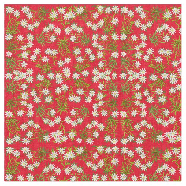 Swiss Edelweiss Alpine Flowers Fabric | Zazzle