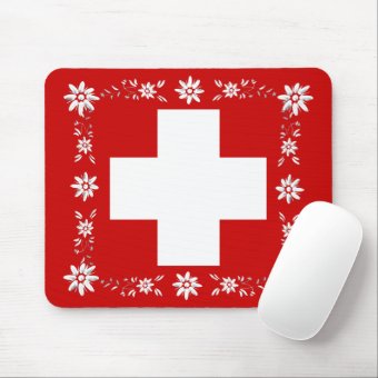 Swiss flag and edelweiss 2 mouse pad | Zazzle
