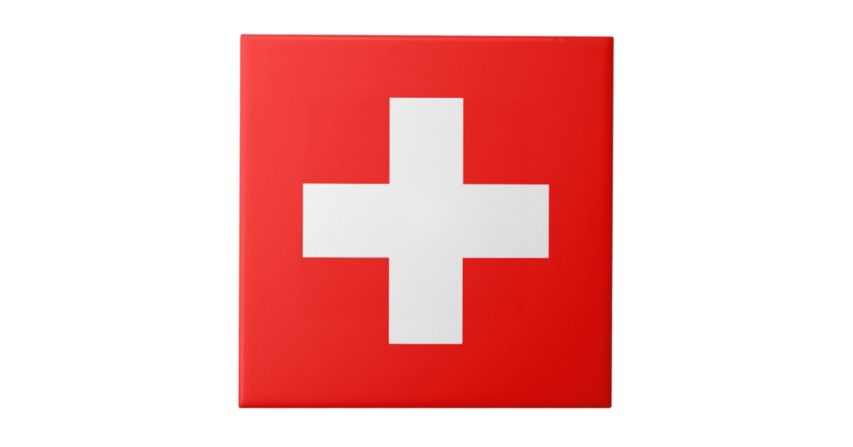 Swiss flag ceramic tile | Zazzle