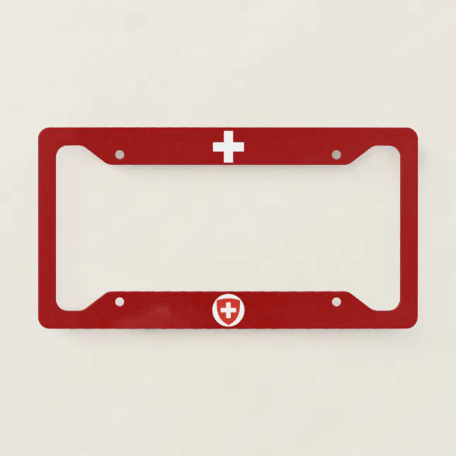 Swiss flag-coat of arms license plate frame | Zazzle