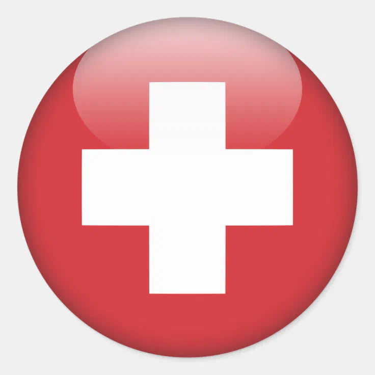Swiss Flag - Flag of Switzerland Classic Round Sticker | Zazzle