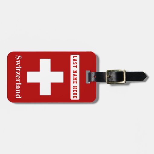 Swiss Flag Luggage Tag (add your address on back) | Zazzle