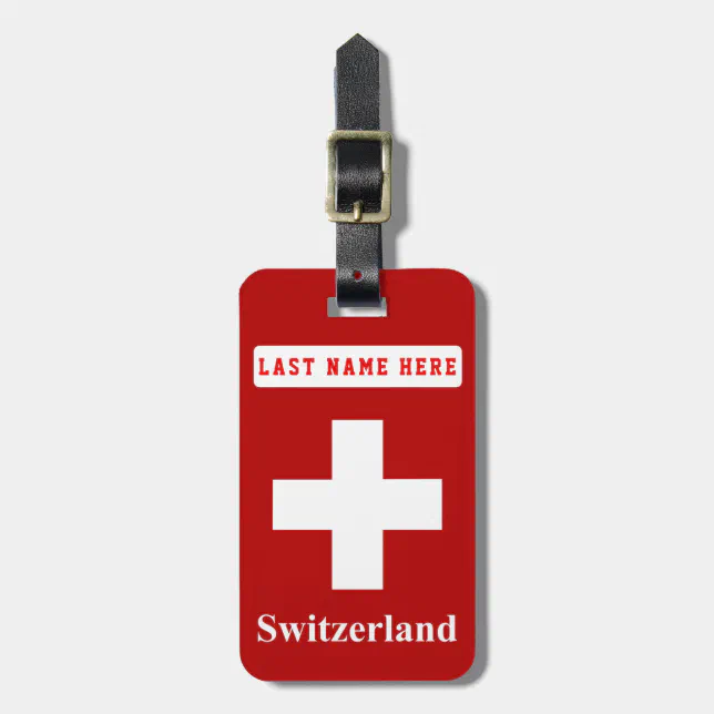 Swiss Flag Luggage Tag (add your address on back) | Zazzle