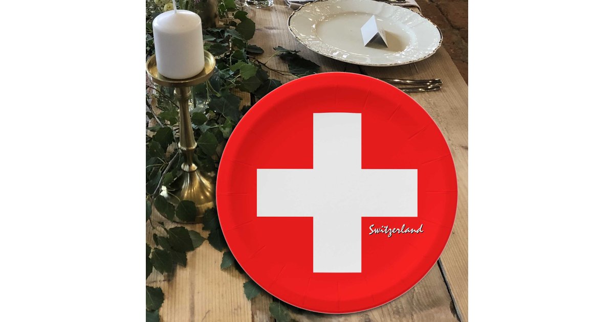 Swiss Flag plates, party, sports, Switzerland Paper Plates | Zazzle