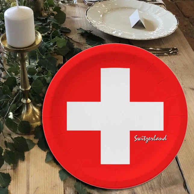 Swiss Flag plates, party, sports, Switzerland Paper Plates | Zazzle