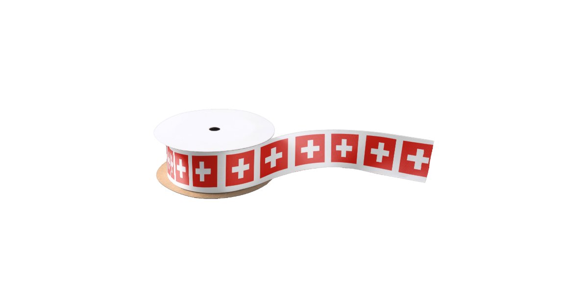 Swiss Flag Satin Ribbon | Zazzle