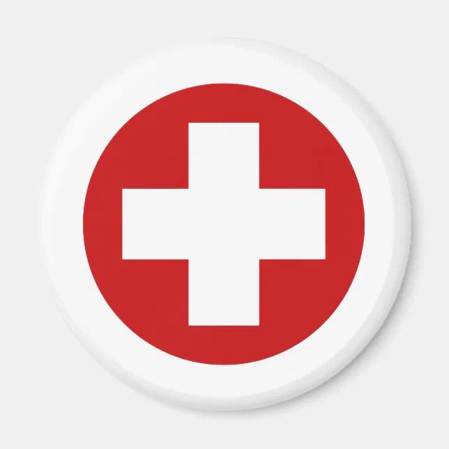 Swiss Red Cross Emergency Recovery Roundell Magnet | Zazzle