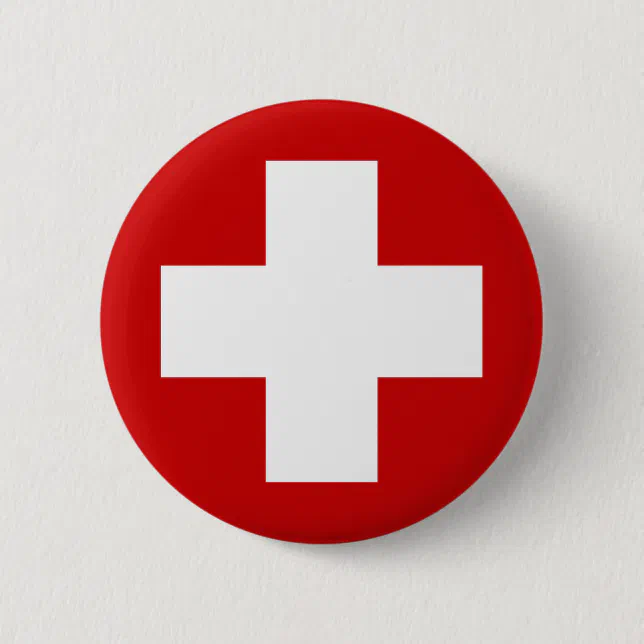 Swiss Red Cross Emergency Roundell Pinback Button | Zazzle