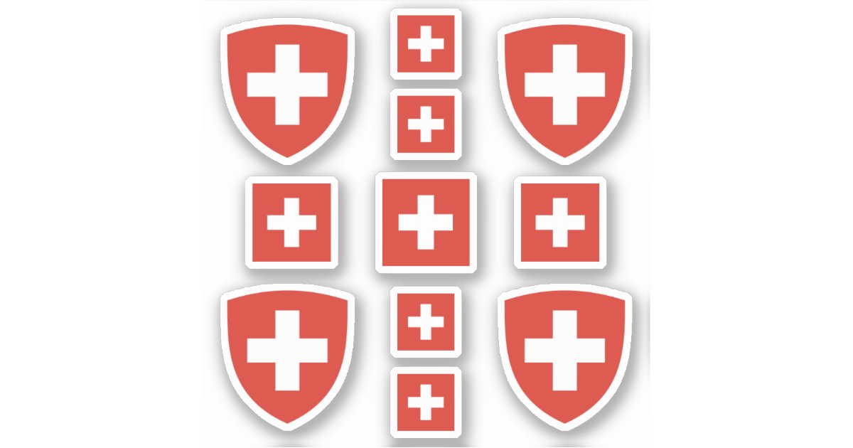 Swiss state symbols / coat of arms and flag sticker | Zazzle