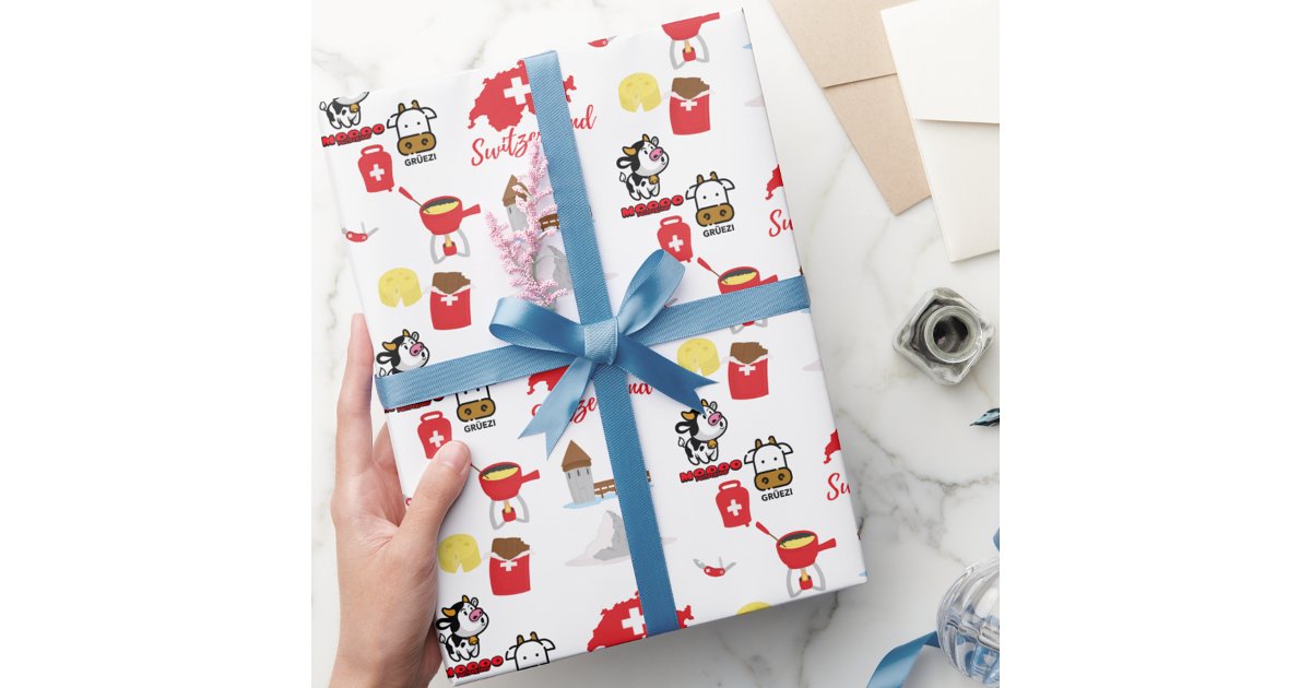 Swiss - Switzerland Souvenir Icons Wrapping Paper | Zazzle