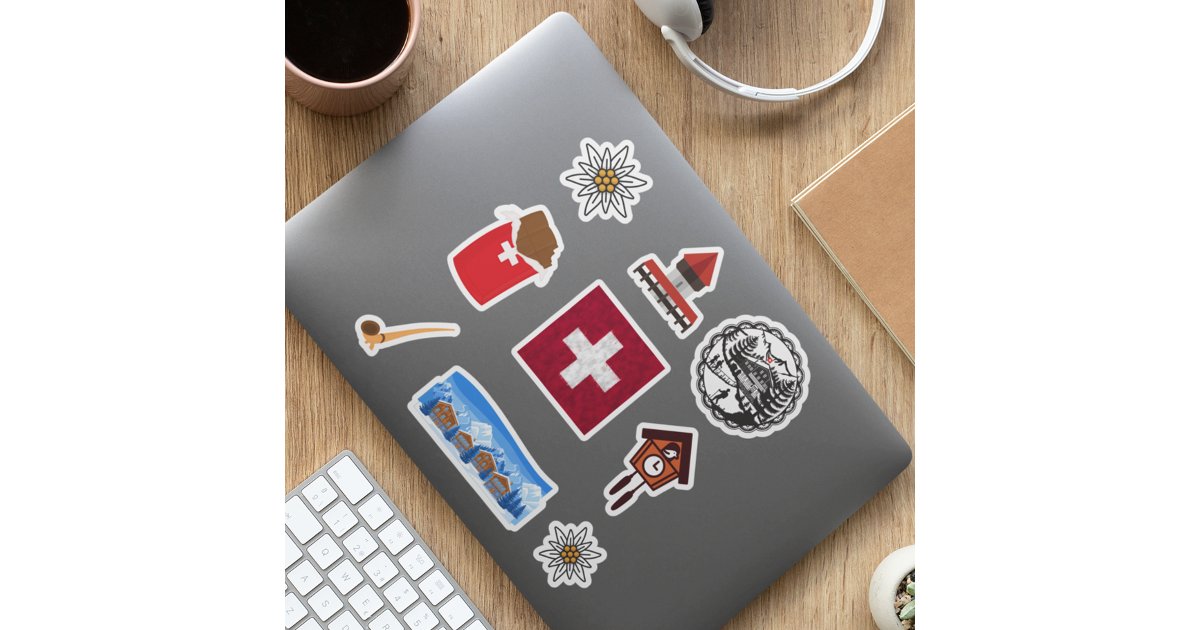 Swiss Travel Adventure Icons Collection Sticker | Zazzle