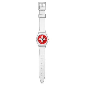 Swiss Watch - Swiss Flag and Roman Numerals | Zazzle