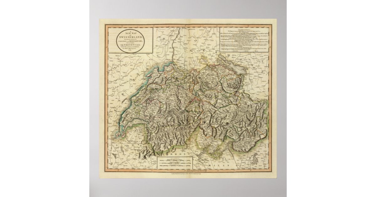 Swisserland -Switzerland Atlas Map Poster | Zazzle