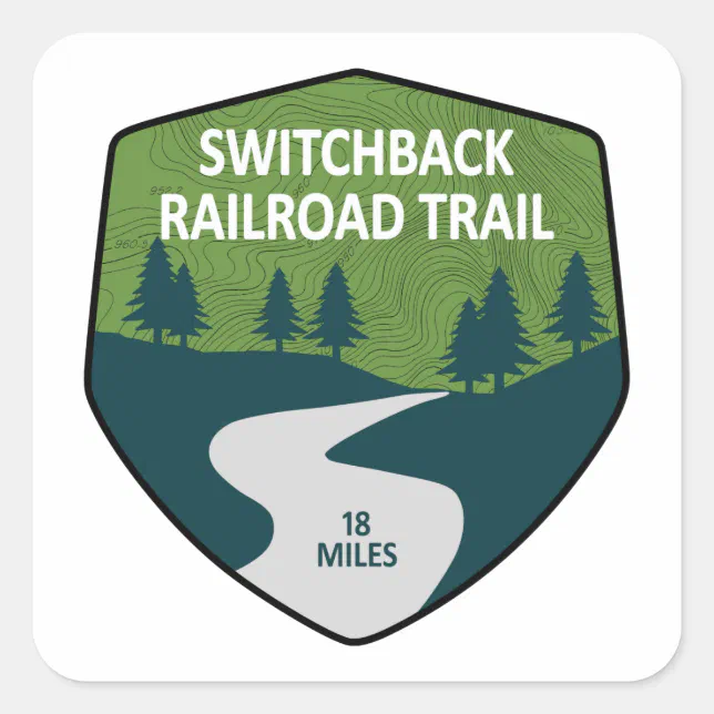 Switchback Railroad Trail Square Sticker | Zazzle