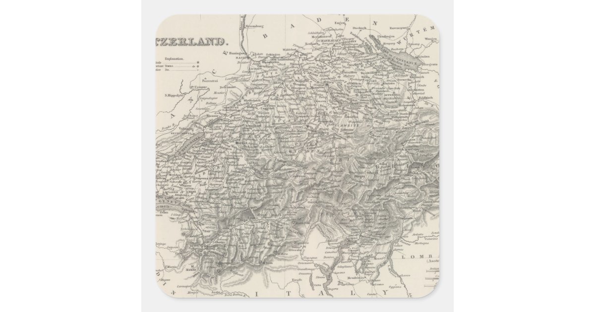Switzerland 15 square sticker | Zazzle