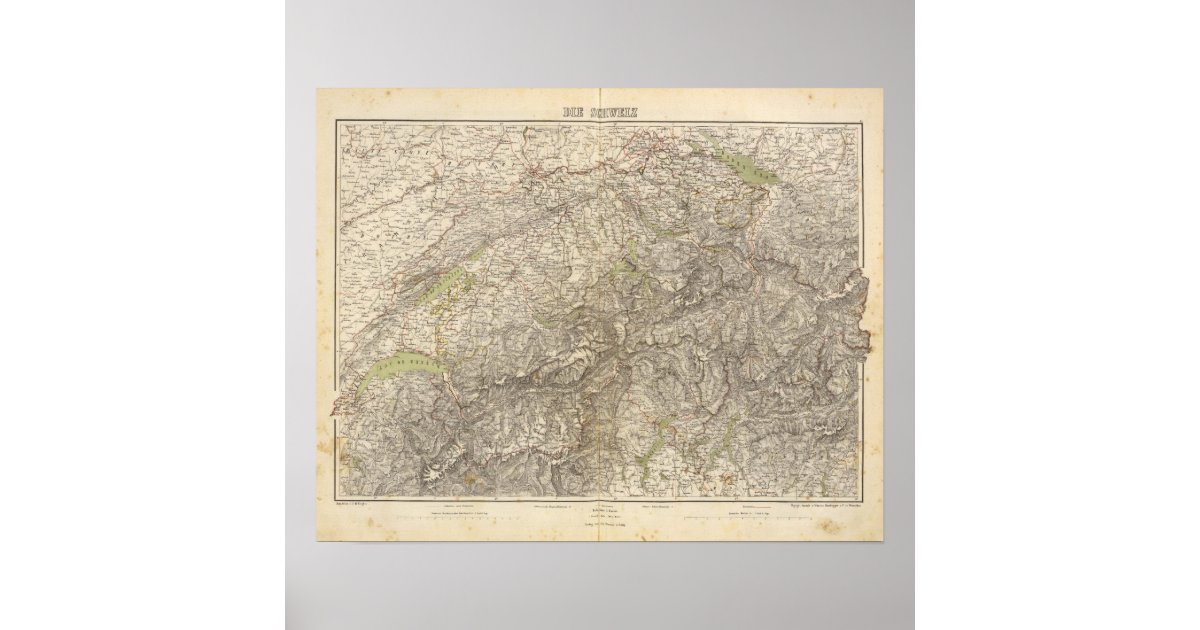 Switzerland Atlas Map Poster | Zazzle