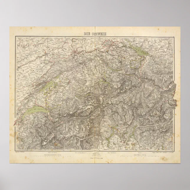 Switzerland Atlas Map Poster | Zazzle