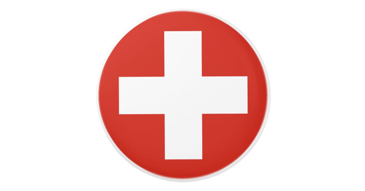 Switzerland country flag roundel symbol army milit ceramic knob | Zazzle
