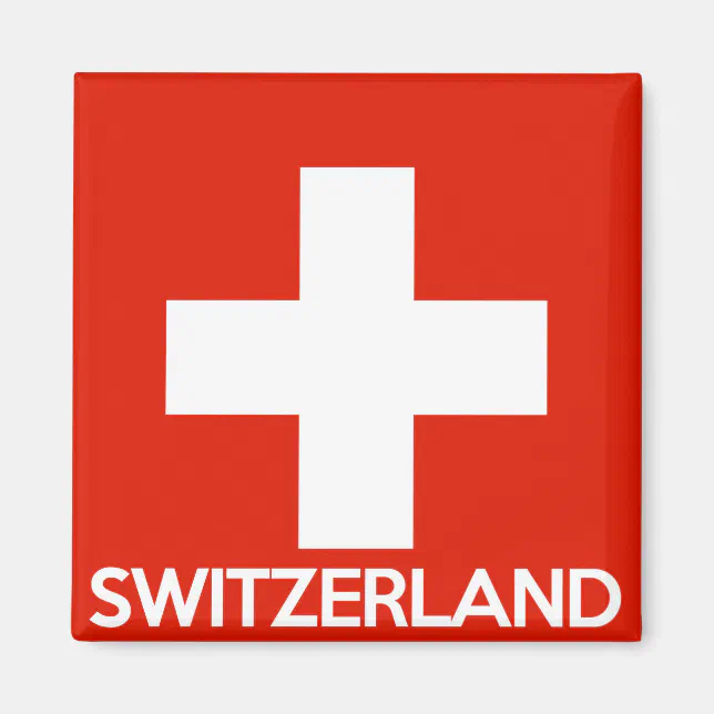 Switzerland country flag symbol name text swiss magnet | Zazzle