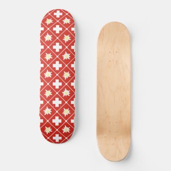 Switzerland Edelweiss pattern Skateboard Deck | Zazzle