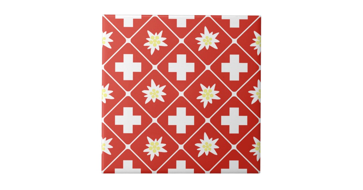 Switzerland Edelweiss pattern Tile | Zazzle