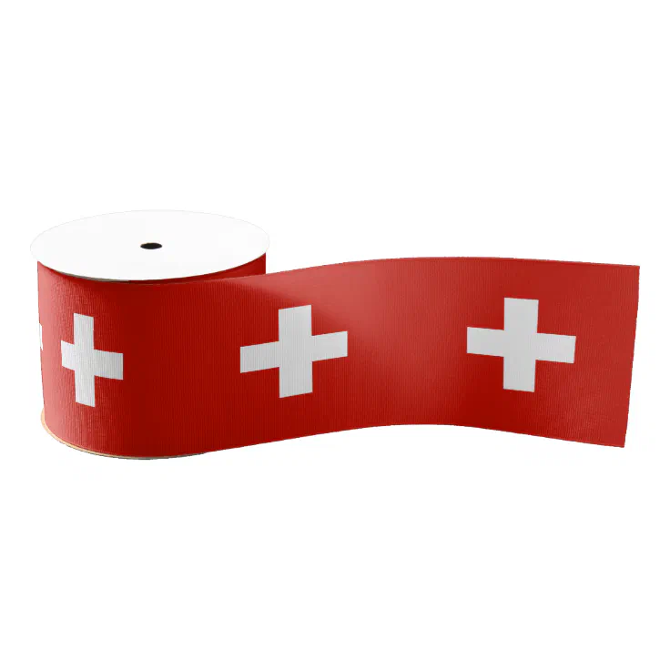 Switzerland flag grosgrain ribbon | Zazzle