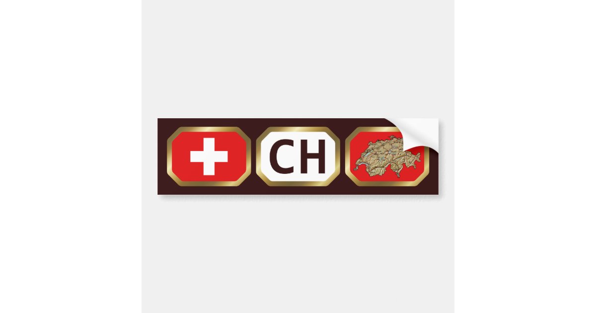 Switzerland Flag Map Code Bumper Sticker | Zazzle