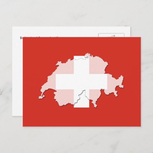 Switzerland flag map outline postcard | Zazzle