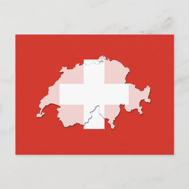 Switzerland flag map outline postcard | Zazzle
